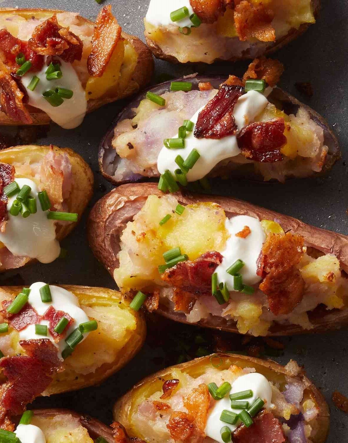 Crispy Bite Size Potato Skins with Guanciale, Fonduta and Basil ...